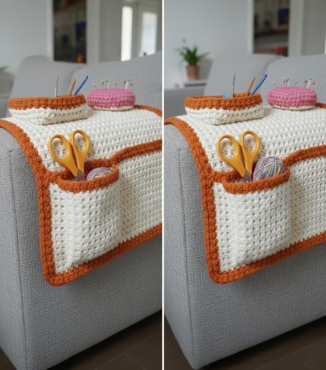 Crochet Couch Arm Caddy Pattern PDF – Sofa Storage Organizer With ...