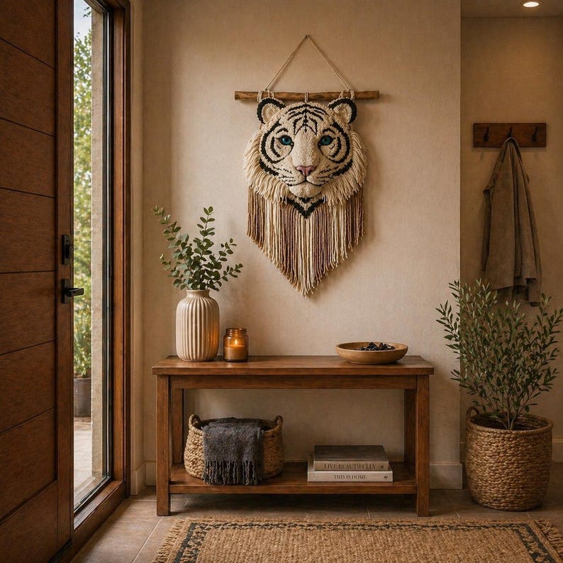 Macrame Tiger Wall Hanging Pattern PDF | DIY Tiger Wall Art Tutorial ...