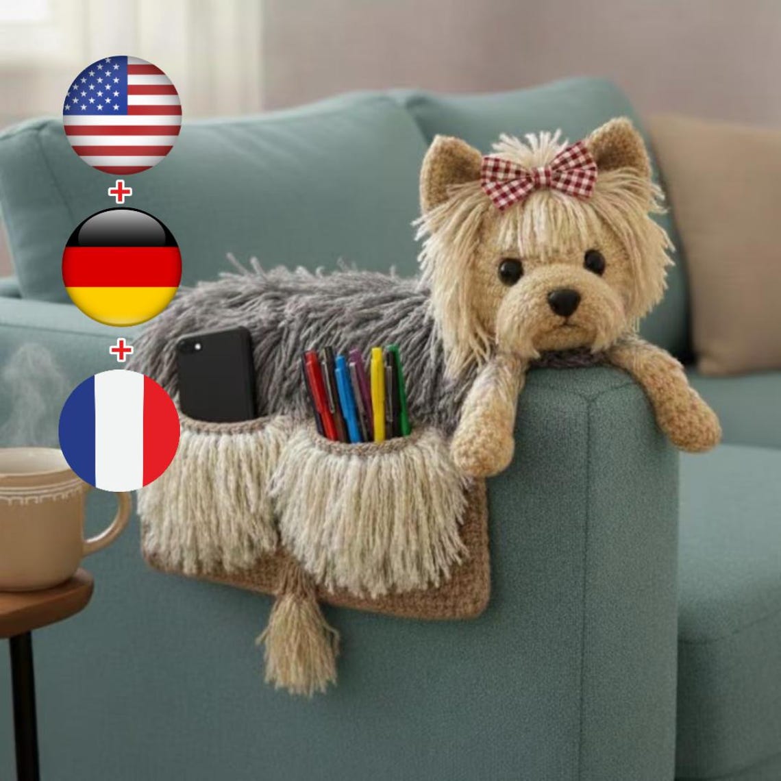 Dog Couch Arm Organizer Crochet Pattern PDF | Amigurumi Puppy Sofa ...