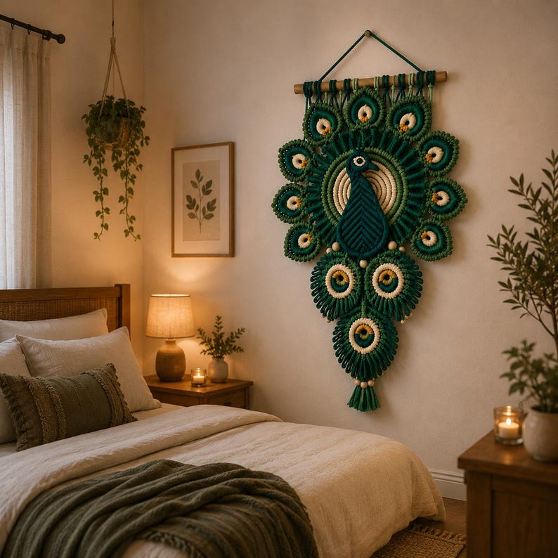 Peacock Macrame Wall Hanging Pattern PDF | Boho Bird Wall Art Tutorial ...