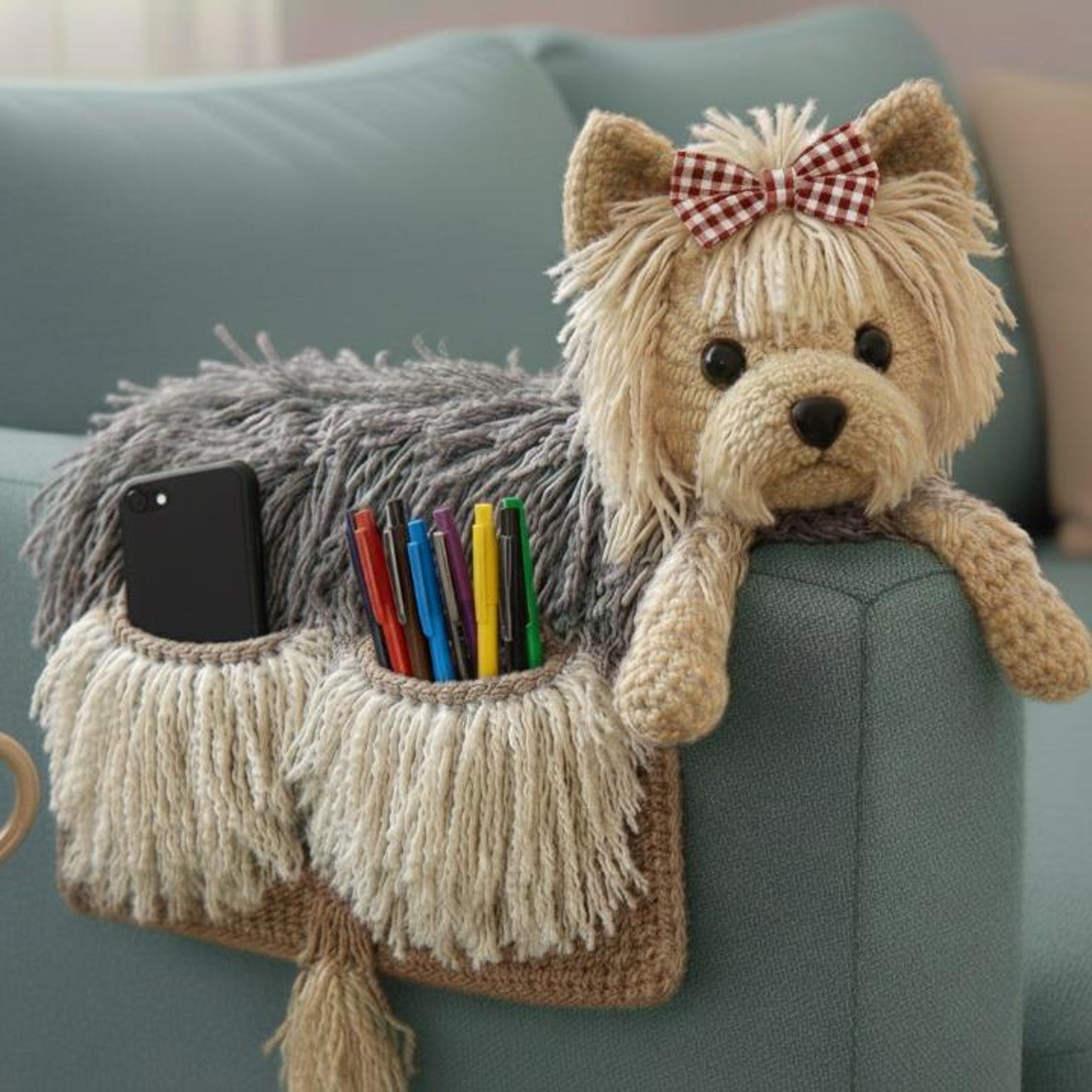 Dog Couch Arm Organizer Crochet Pattern PDF | Amigurumi Puppy Sofa ...