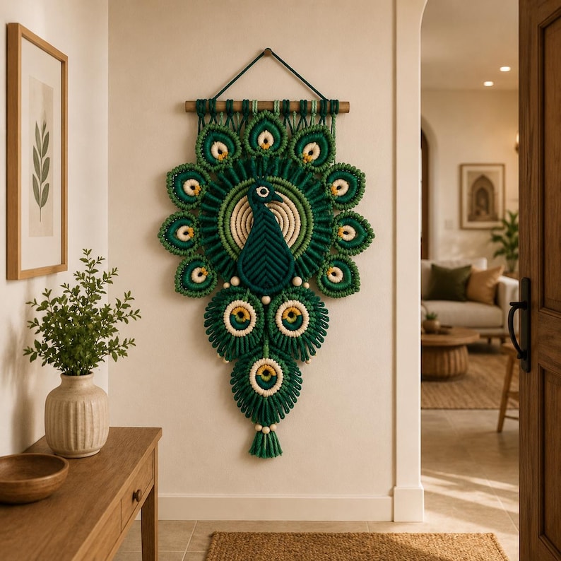 Peacock Macrame Wall Hanging Pattern PDF | Boho Bird Wall Art Tutorial ...