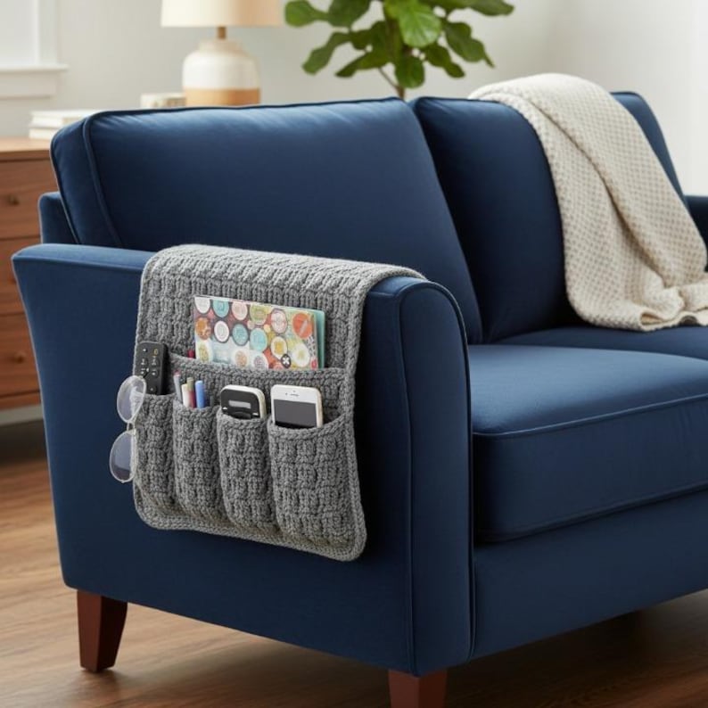 Sofa Arm Organizer Crochet Pattern PDF – Remote & Tablet Holder – Easy ...