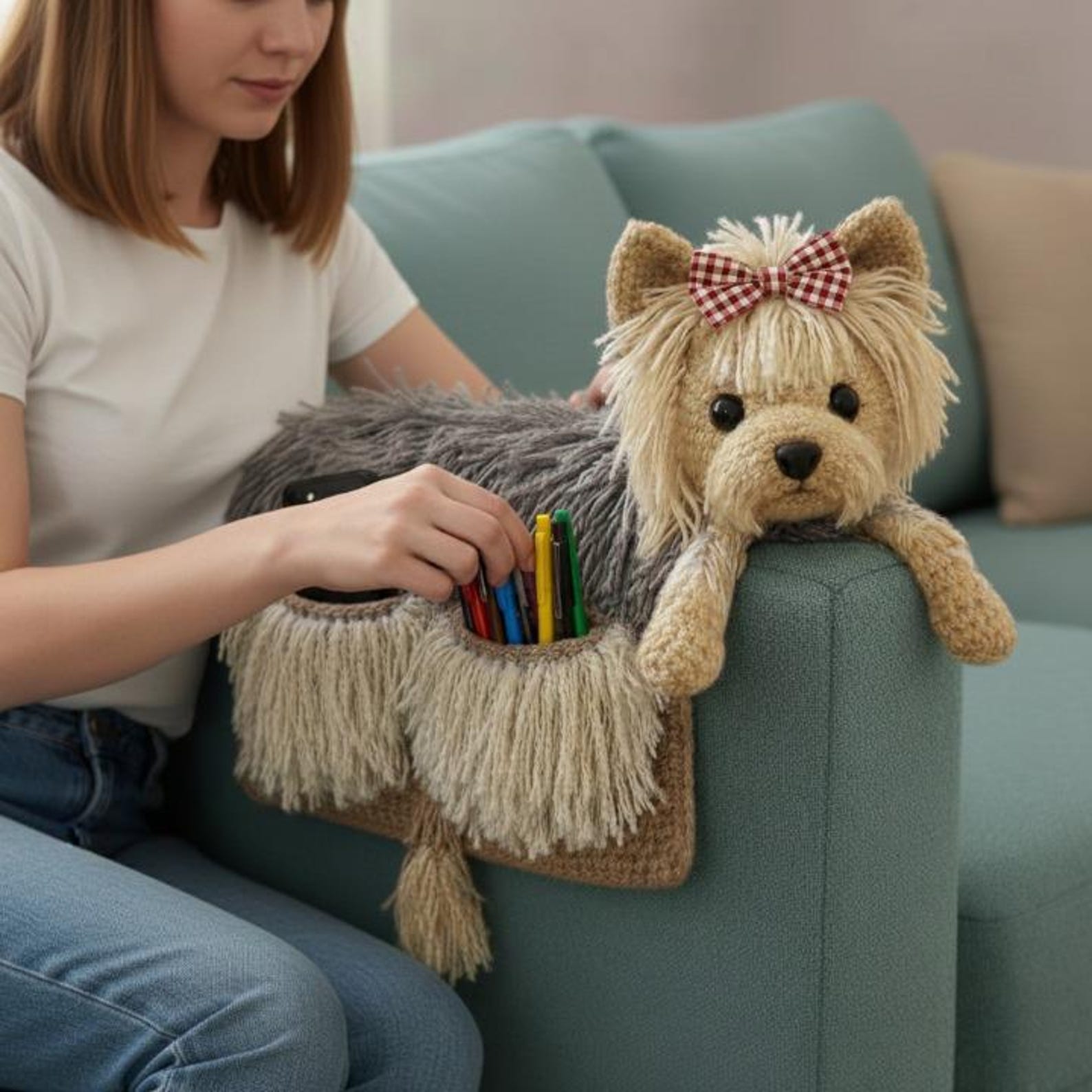 Dog Couch Arm Organizer Crochet Pattern PDF | Amigurumi Puppy Sofa ...