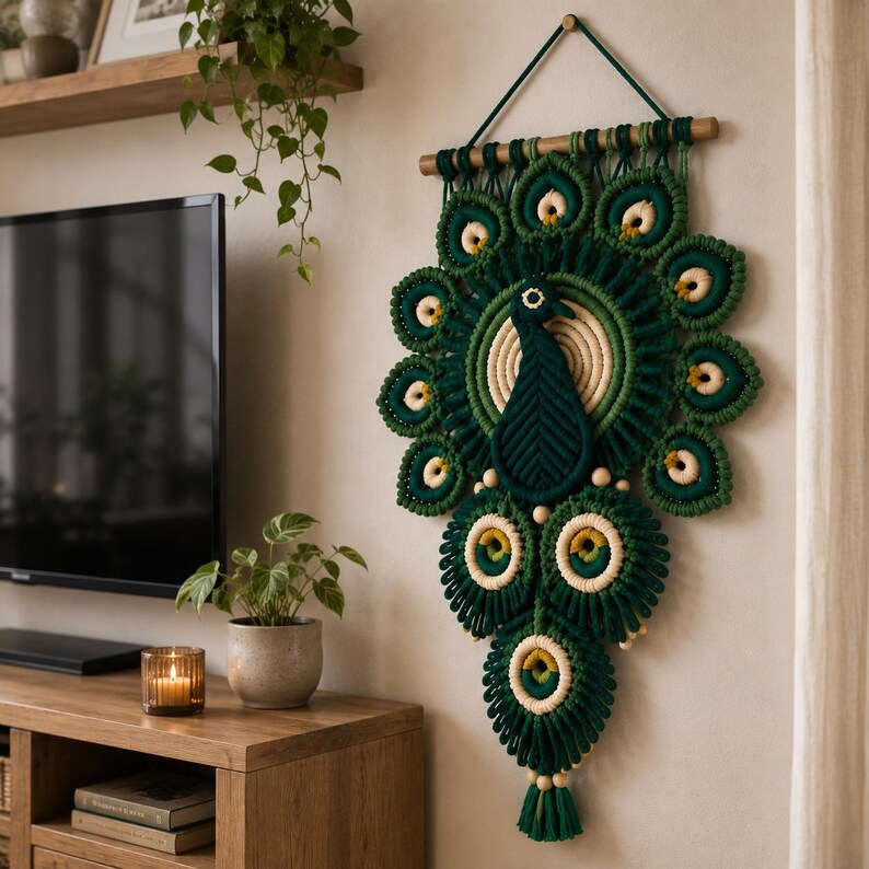 Peacock Macrame Wall Hanging Pattern PDF | Boho Bird Wall Art Tutorial ...