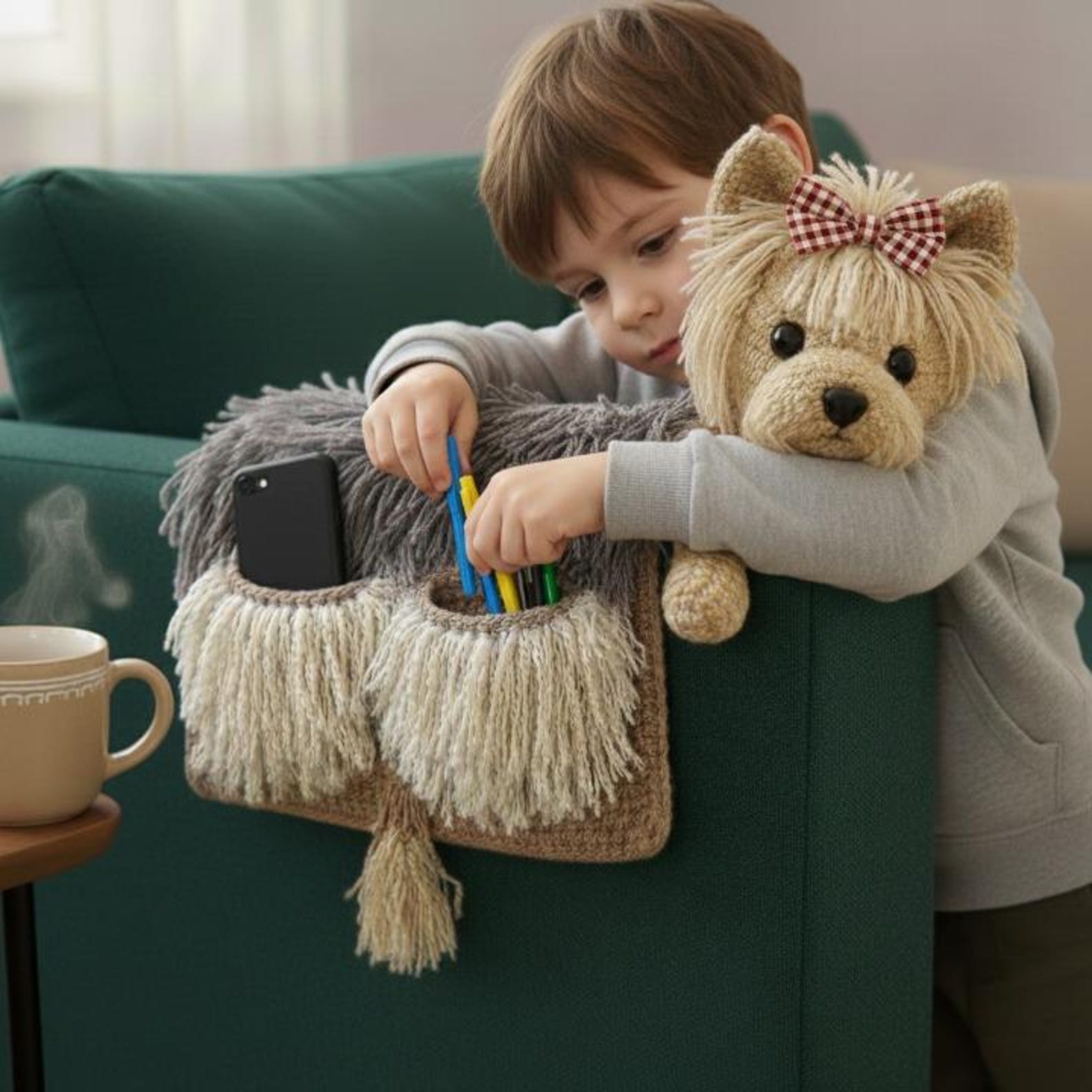 Dog Couch Arm Organizer Crochet Pattern PDF | Amigurumi Puppy Sofa ...