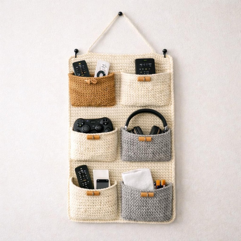 Crochet Wall Hanging Organizer Pattern PDF | 9 Pocket Wall Storage ...