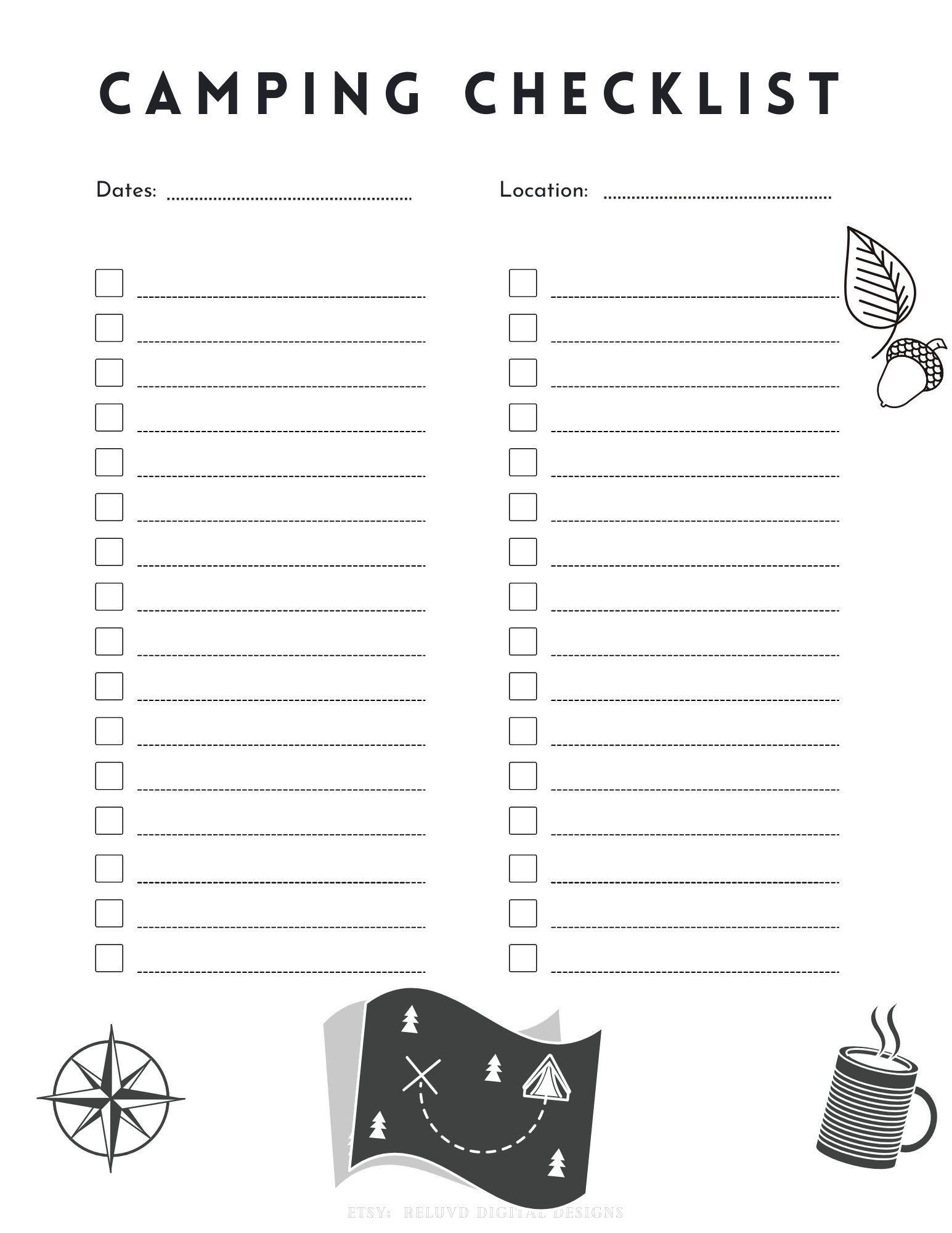 Modern Camping Checklist | Camping Planner | Printable Checklist ...