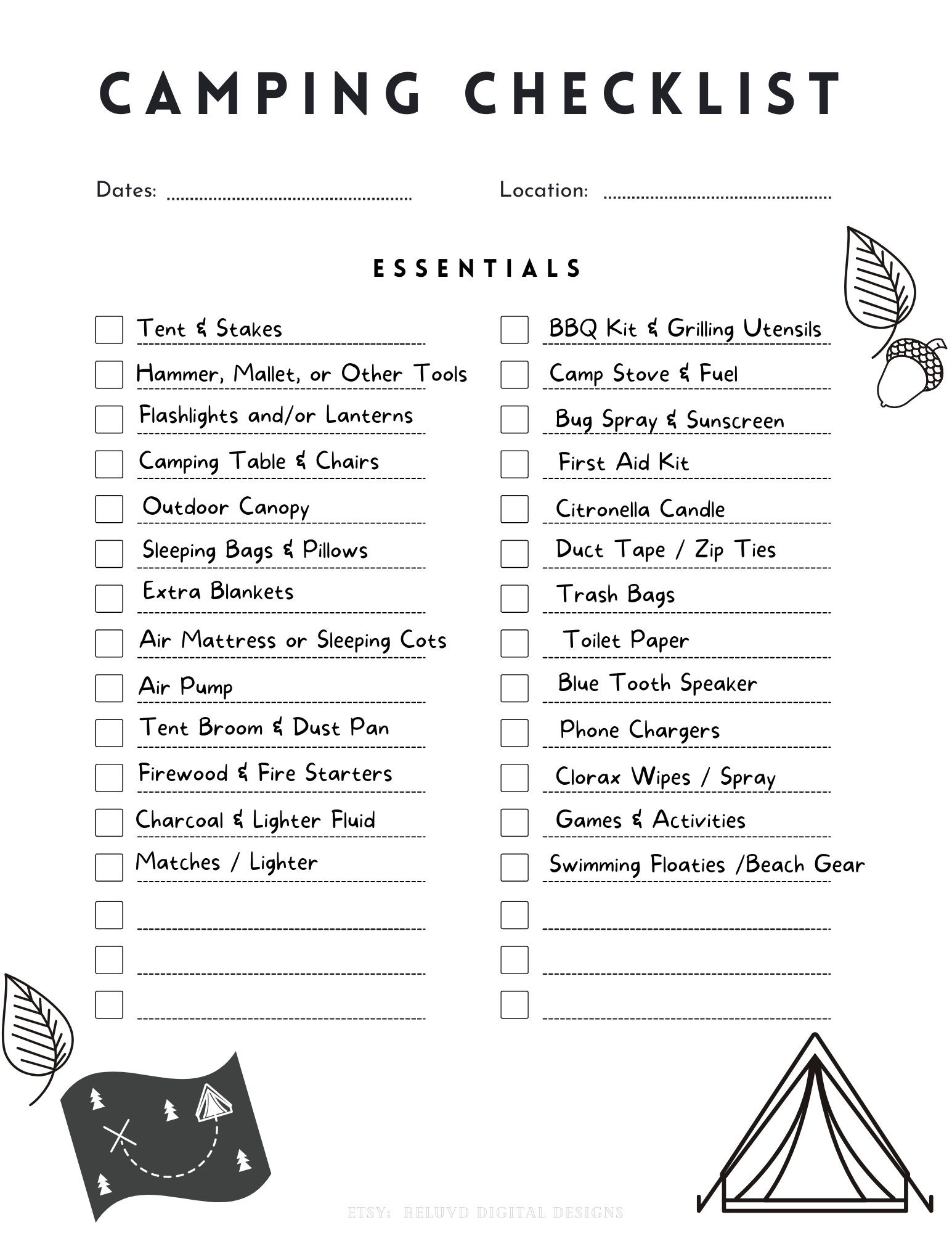 Modern Camping Checklist | Camping Planner | Printable Checklist ...