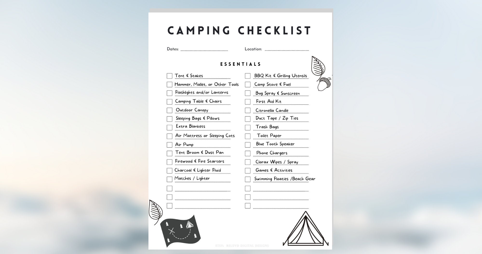 Modern Camping Checklist | Camping Planner | Printable Checklist ...