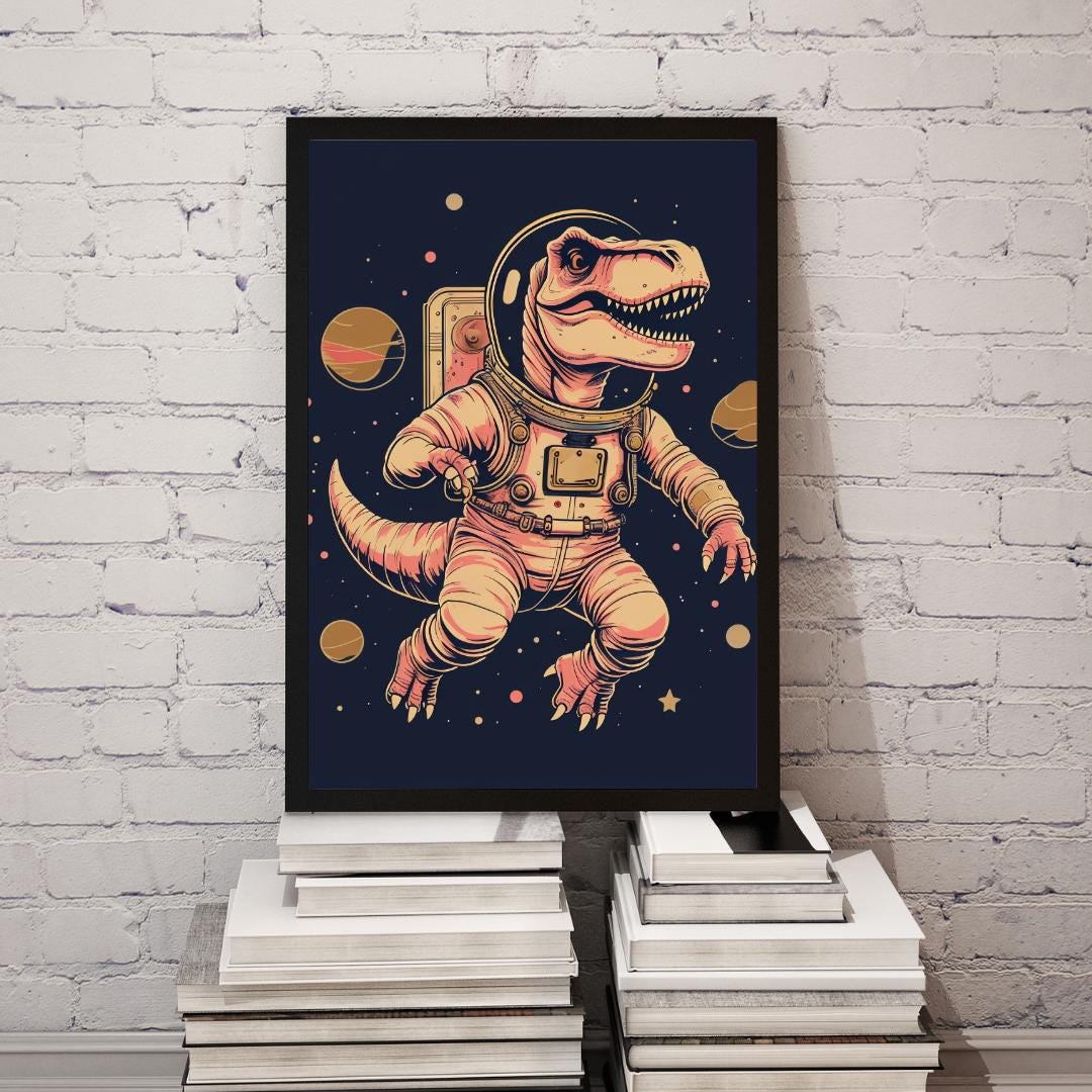 Astronaut T-rex, Space T-rex, Outerspace, Space Dinosaur, Digital Print ...