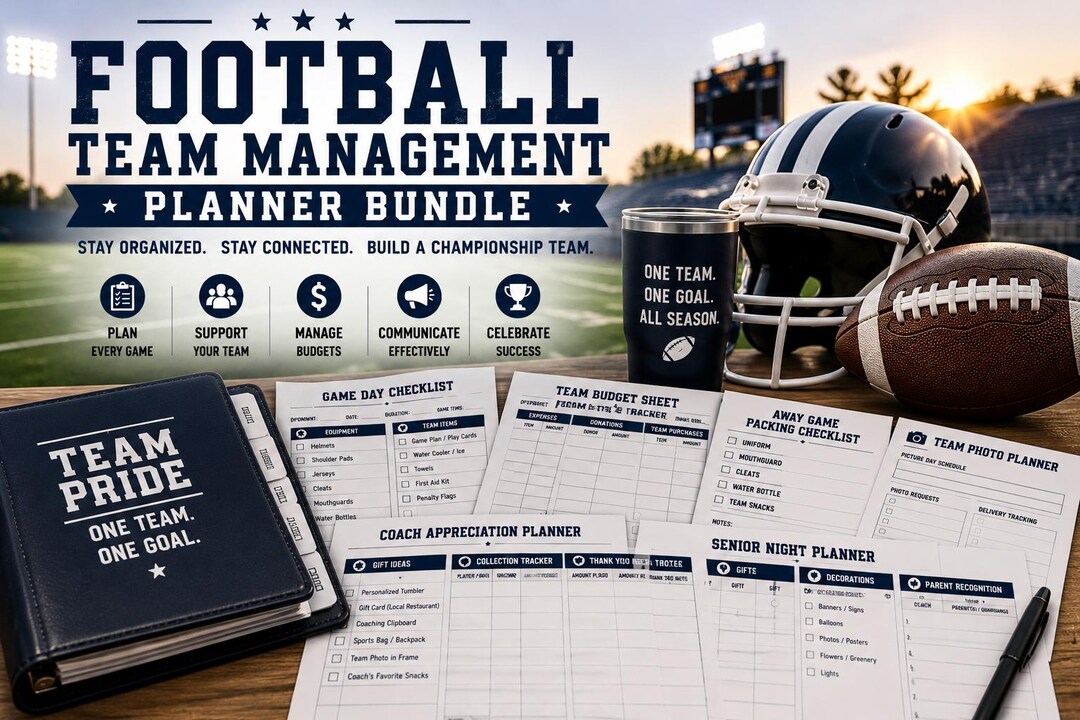 Football Team Mom Planner Bundle | Season Organizer, Snack Schedule ...