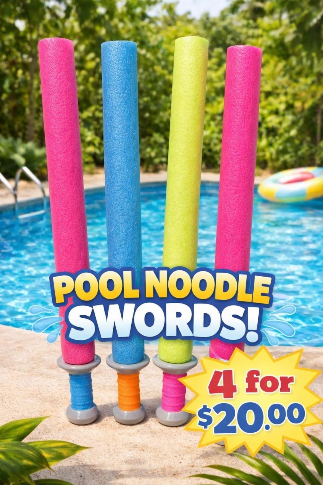 3D Printed Pool Noodle Sword Handles – 4 Pack Foam Sword Grips – Kids ...