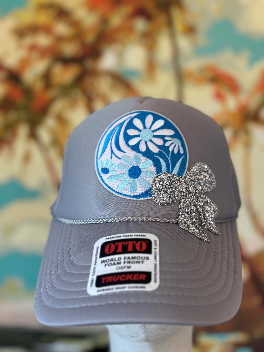 Blue Yin and Yang With Sparkly Bow Trucker Hat. Trendy Hats. - Etsy