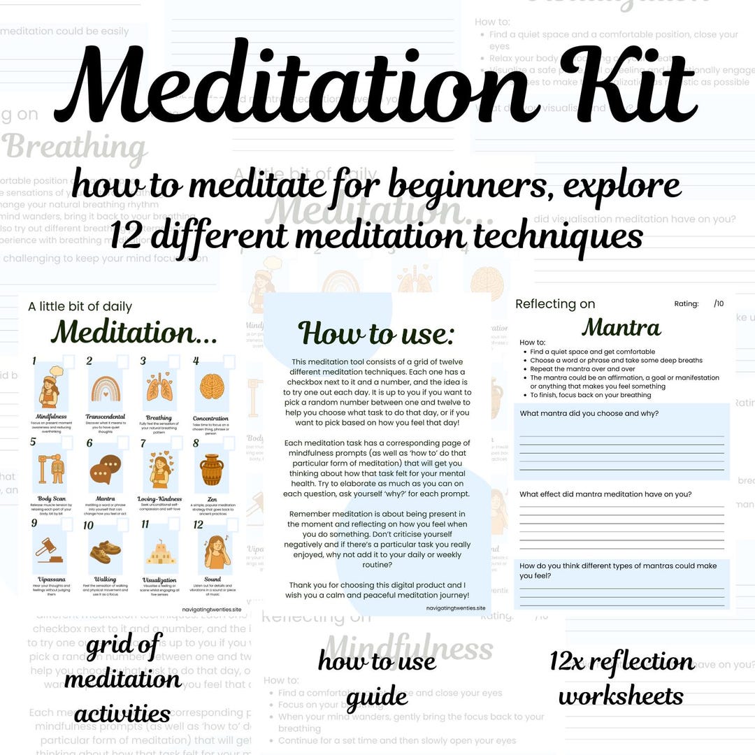 12 Day Meditation Challenge Grid Printable Meditation Journal ...