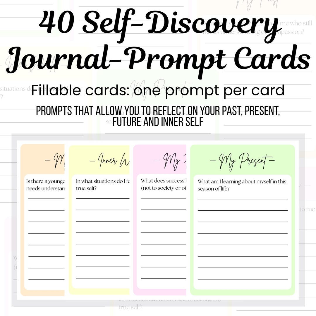 Who Am I? Journal Prompt Cards Printable 40 Self-discovery & Mental ...