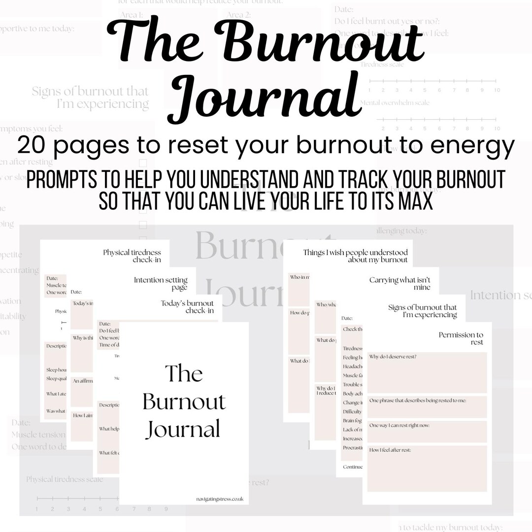 The Burnout Journal Printable Burnout Recovery Journal Mental Health ...