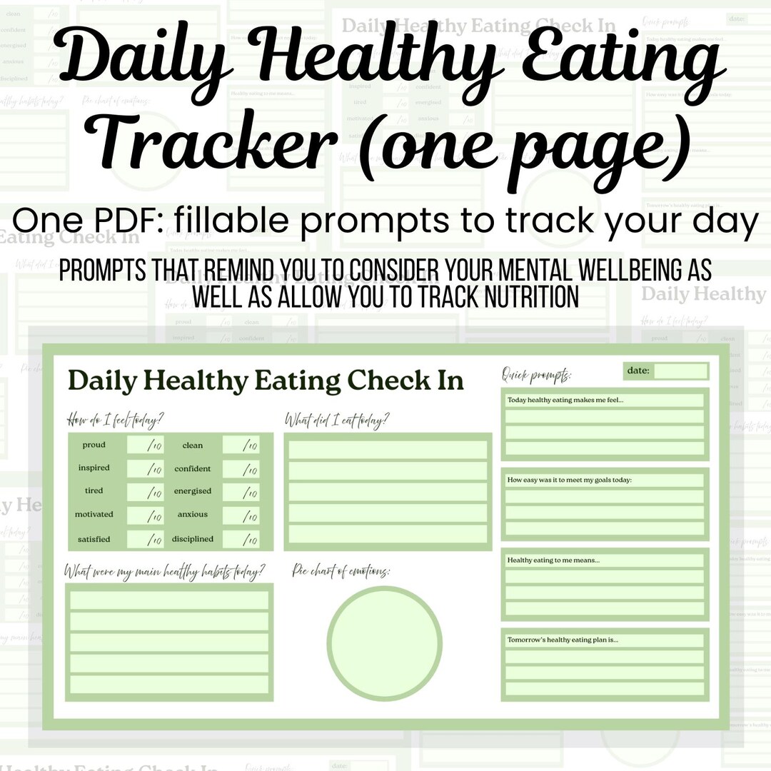 Daily Healthy Eating Tracker Printable Mindful Eating Tracker PDF ...