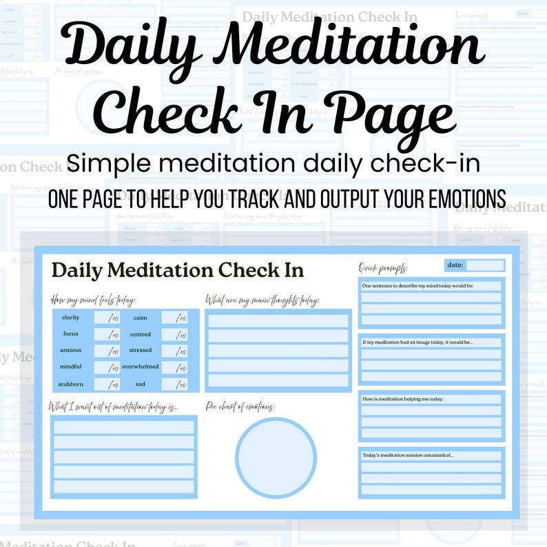 Daily Meditation Tracker Printable Mindfulness Journal PDF Meditation ...