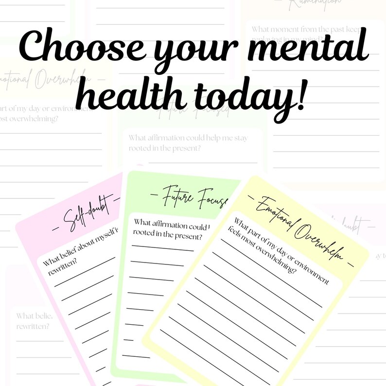 Overthinking Journal Prompt Cards 40 Printable Prompts to Reduce ...