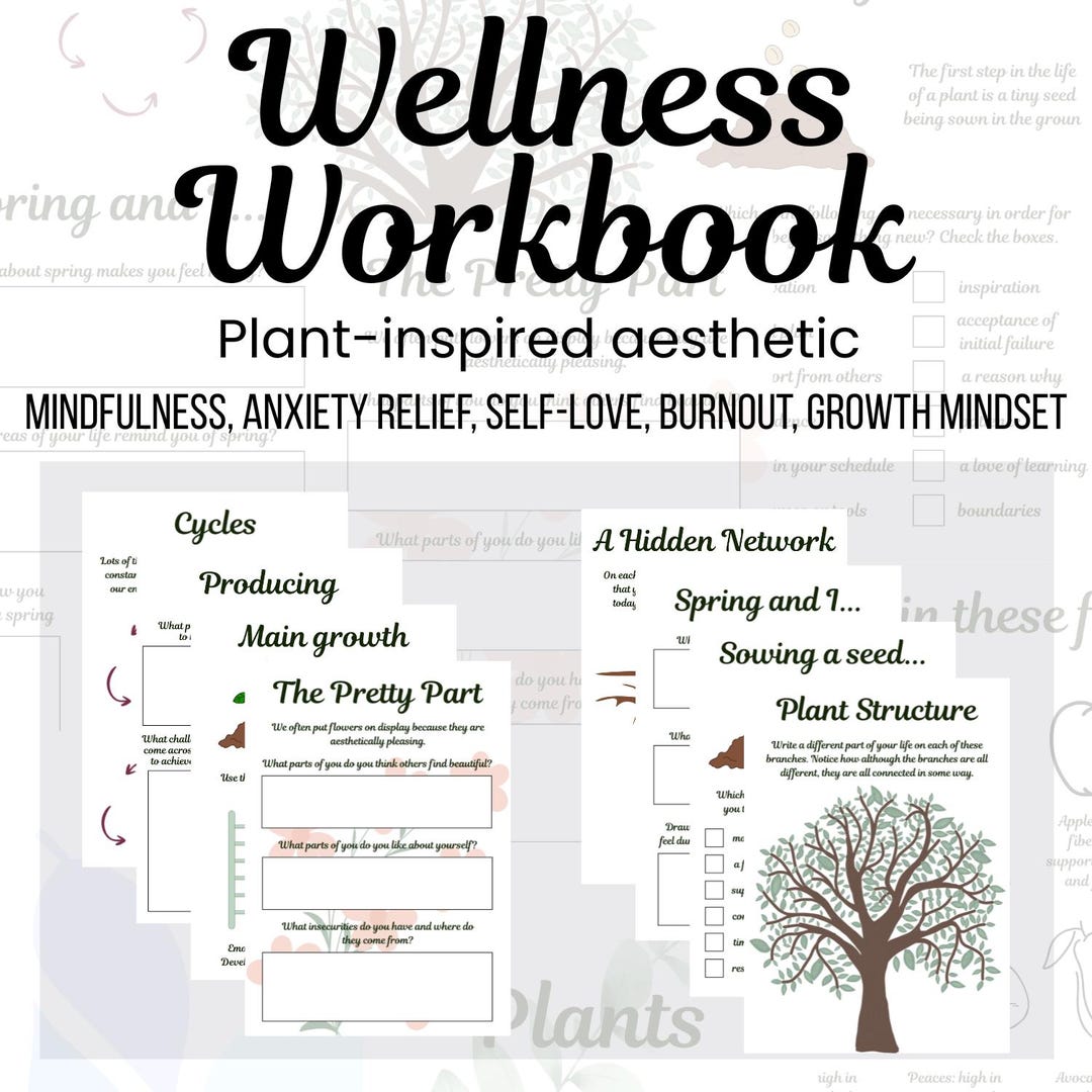 Plant Themed Mindfulness Workbook: Anxiety & Stress Relief (digital ...