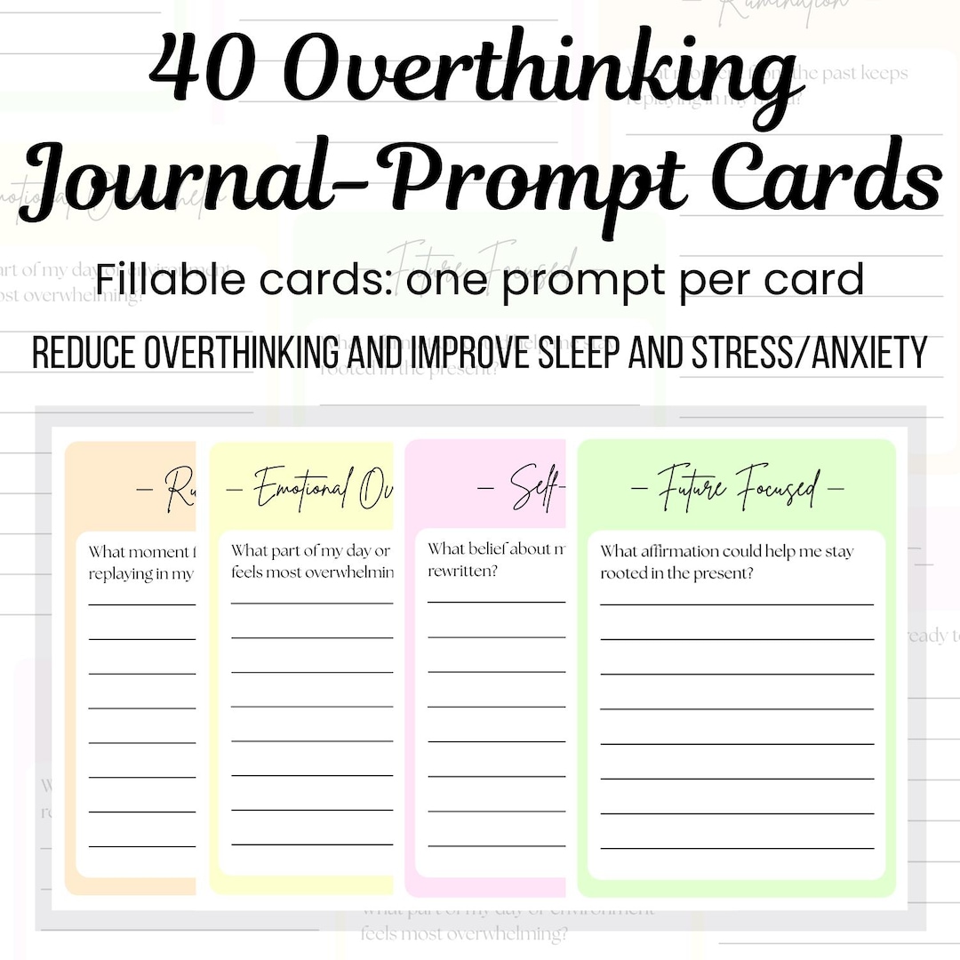 Overthinking Journal Prompt Cards 40 Printable Prompts to Reduce ...