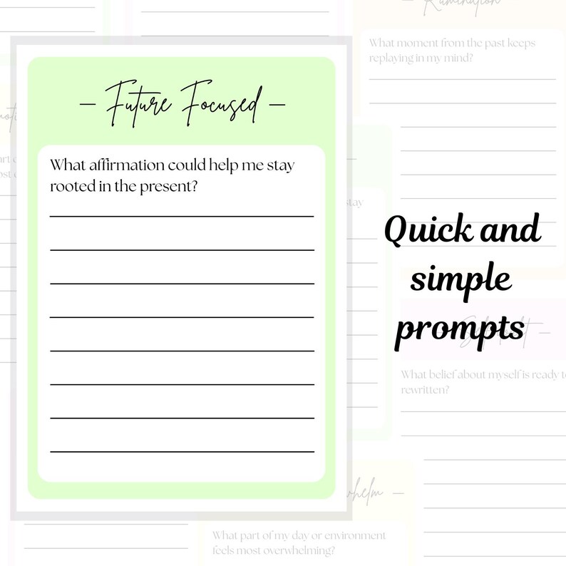 Overthinking Journal Prompt Cards 40 Printable Prompts to Reduce ...