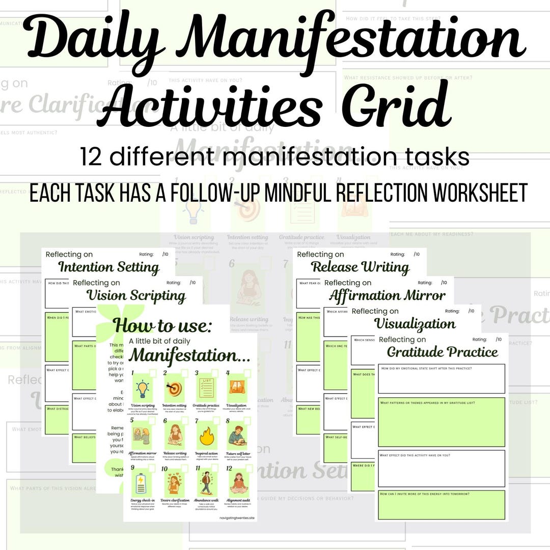 12 Day Manifestation Challenge Daily Manifestation Grid Printable With ...