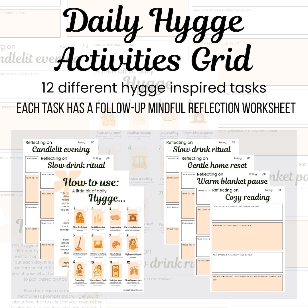 12 Day Hygge Challenge Daily Hygge Activities & Reflection Journal Cozy ...