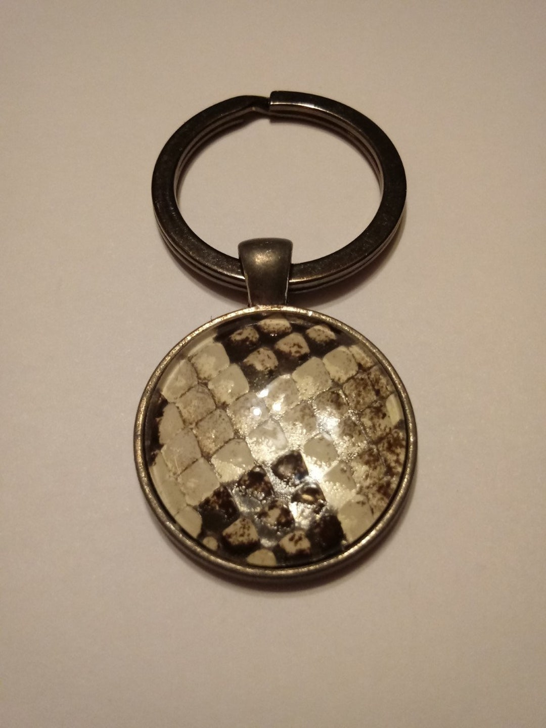 Year of the Snake Genuine Python Key Ring, Black & White Snakeskin Key ...