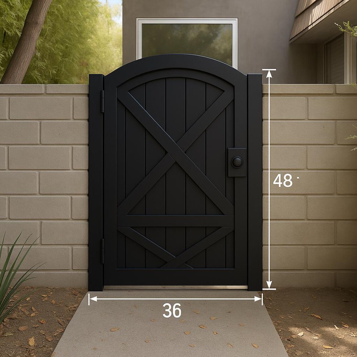 Arched Steel Garden Gate | Modern Privacy Yard Gate | Outdoor Metal ...