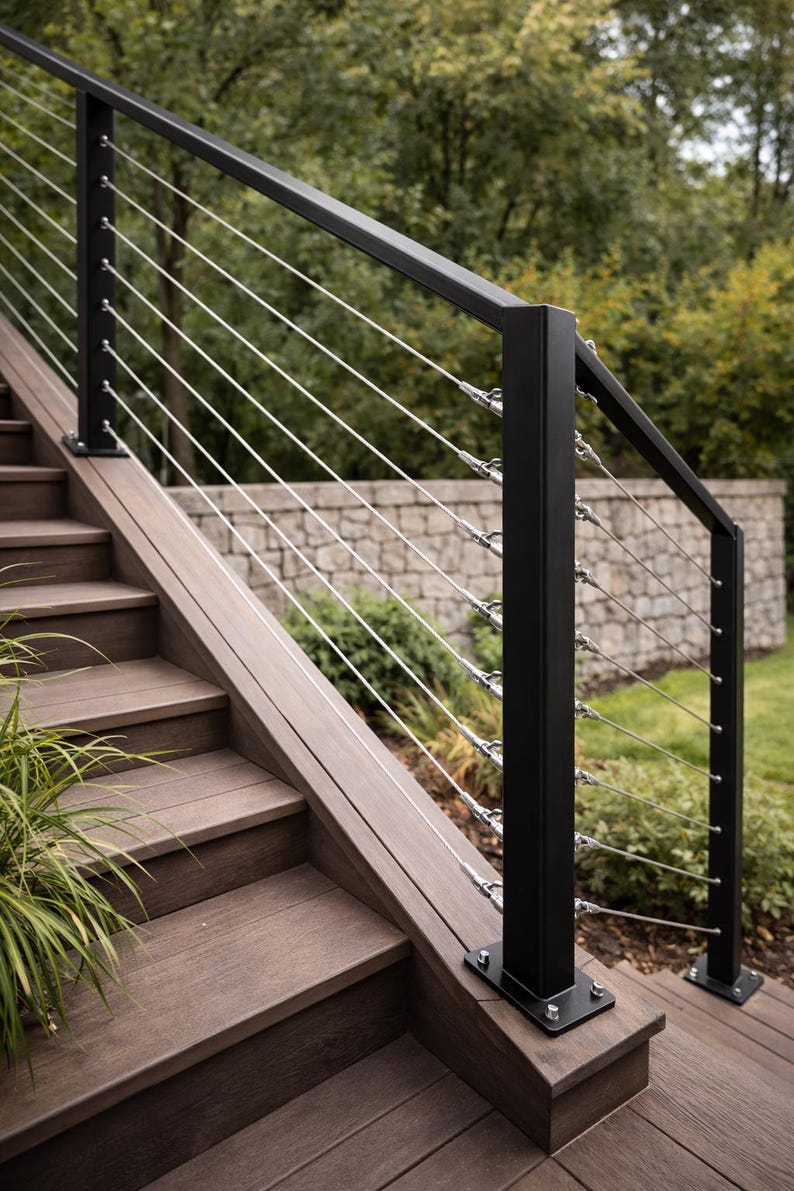All-steel Cable Railing Kit | Steel Posts and Steel Cable Guardrail ...