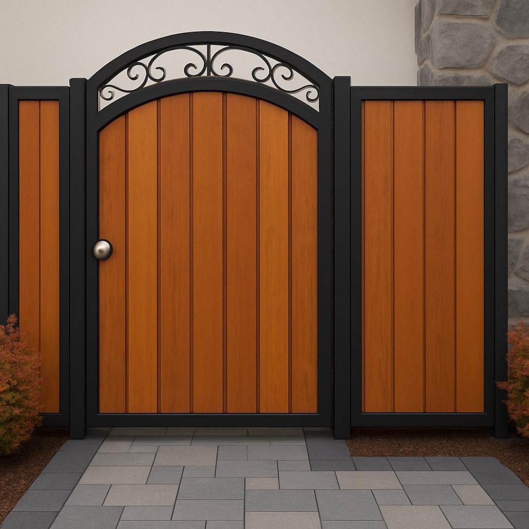 Modern Arched Steel & Wood Garden Gate | Privacy Entry - Etsy