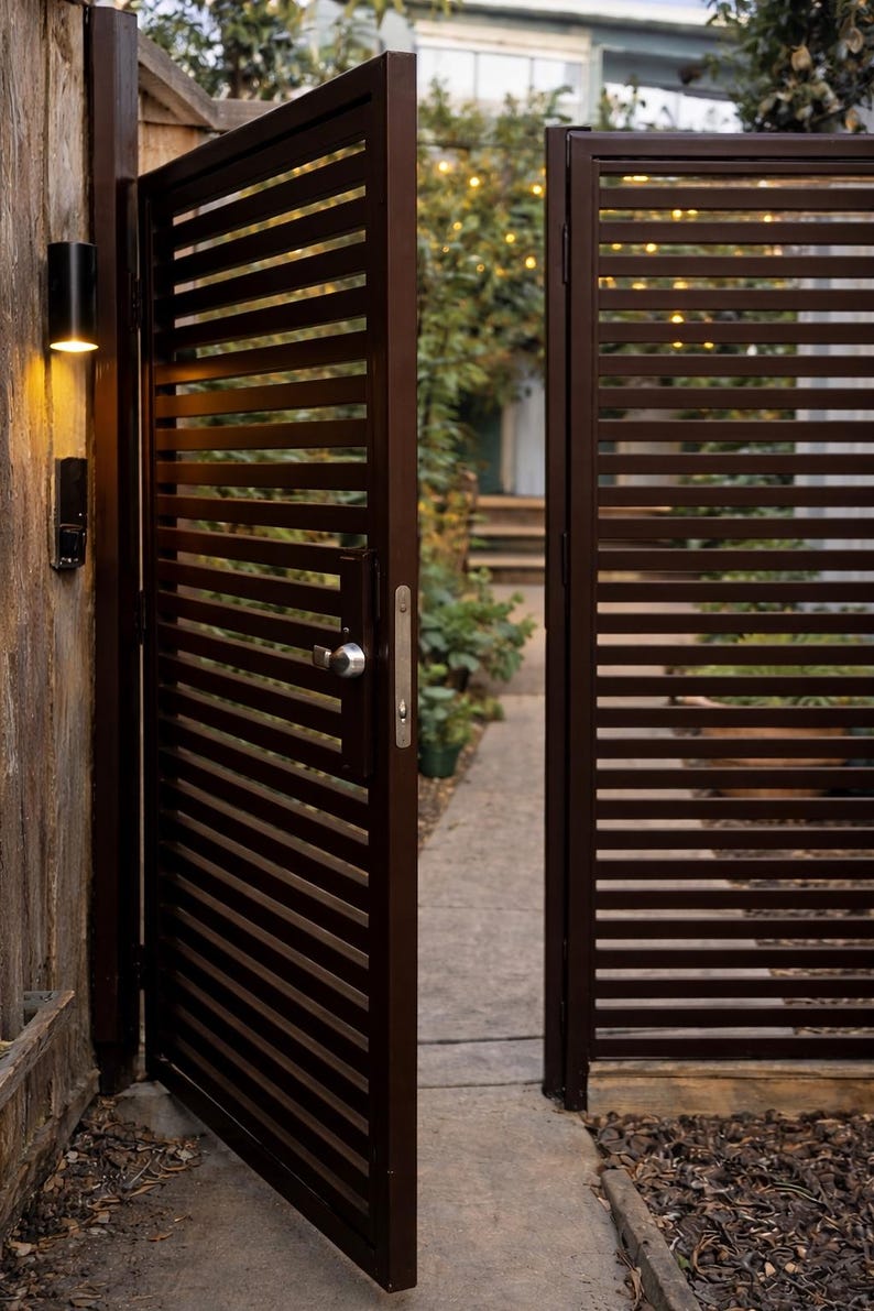 Modern Black Steel Slat Gate, Contemporary Privacy Door - Etsy