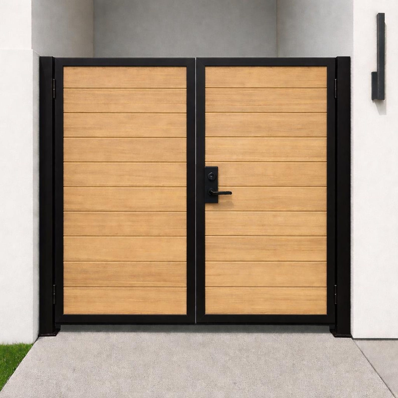 Modern Steel & Wood Privacy Gate | Black Frame, Custom Sizes - Etsy