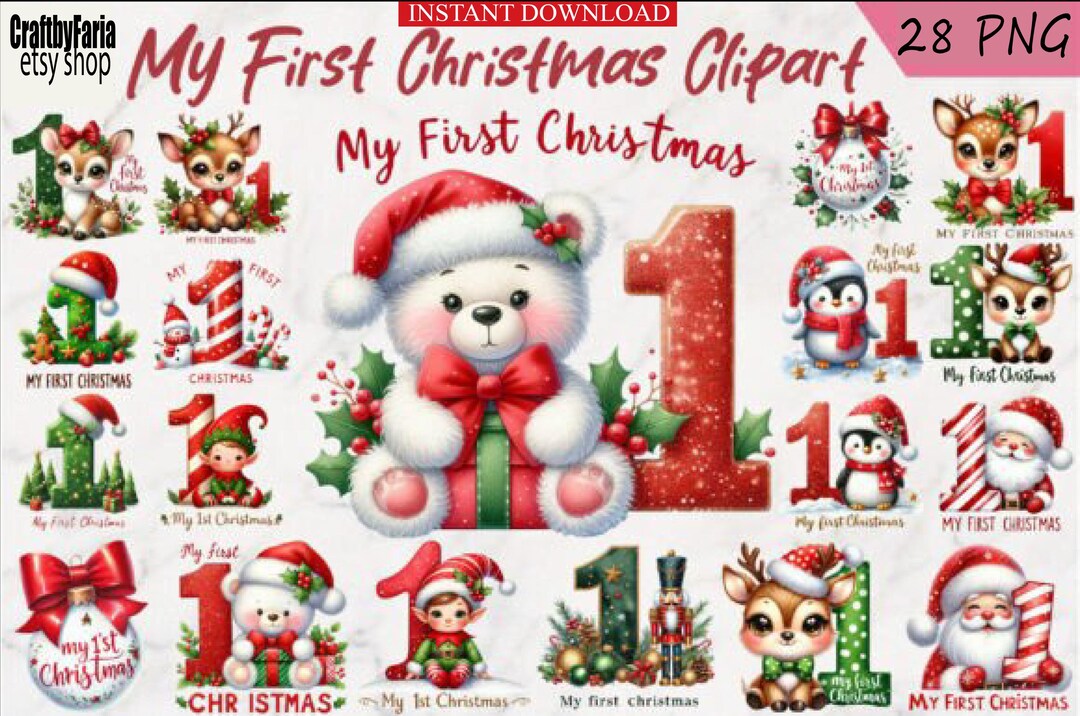 My First Christmas Clipart Bundle: Holiday PNG Designs (digital ...