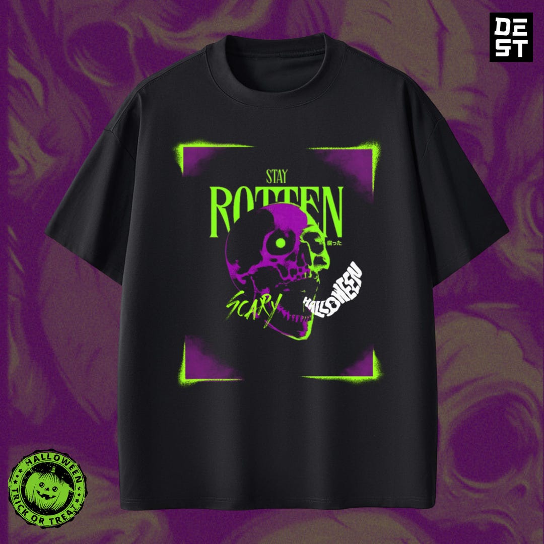 Stay Rotten Skull Shirt – Unisex Oversize Spooky Halloween Graphic Tee ...