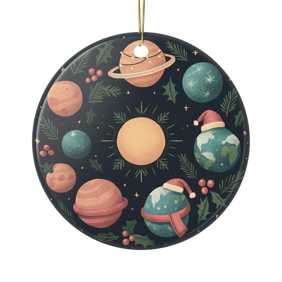 Holiday Planets Illustration Ornament | Ceramic Ornament - Etsy