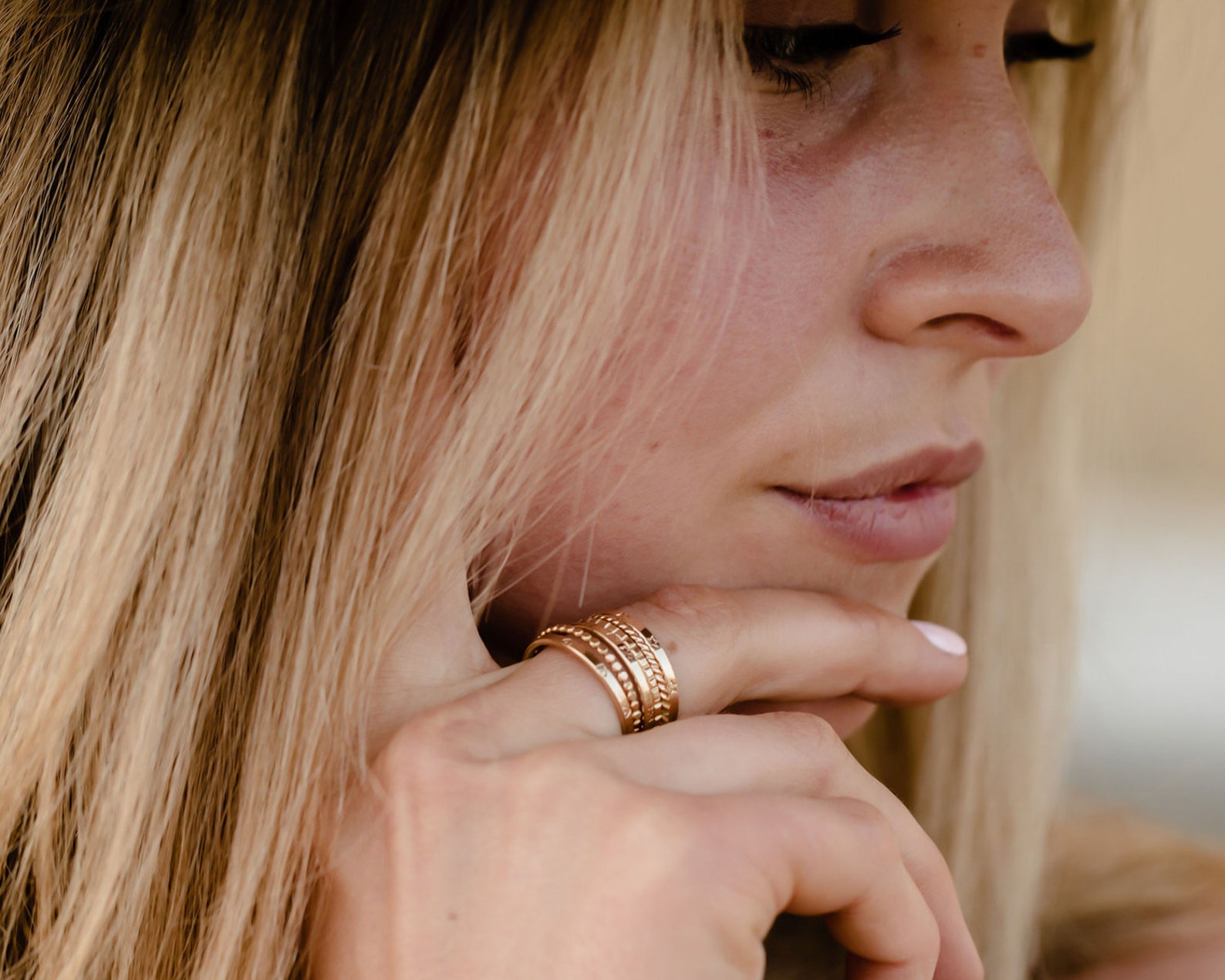 Stacking Rings / Textured Stacking Rings / Gold Rings / - Etsy