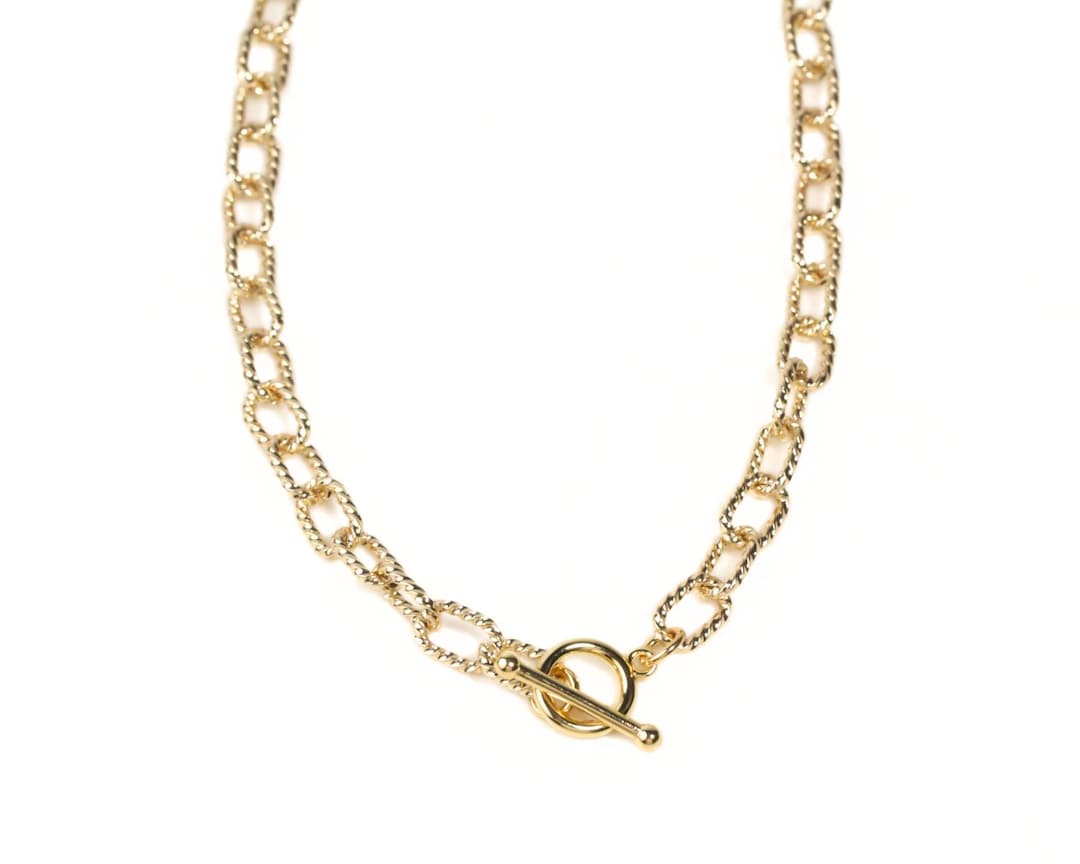 Mini Toggle Necklace / Gold Toggle Necklace / Paperclip Chain / Mini ...