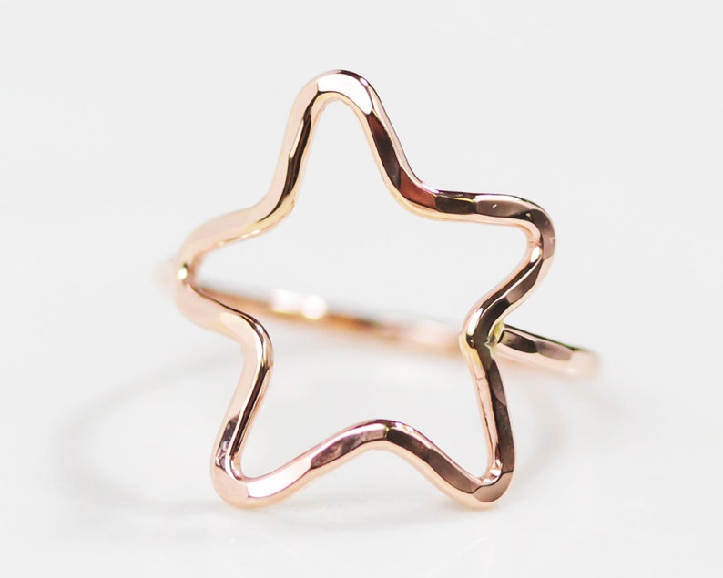Stellar Ring / Star Ring / Open Star Ring / Gold or Rose or - Etsy