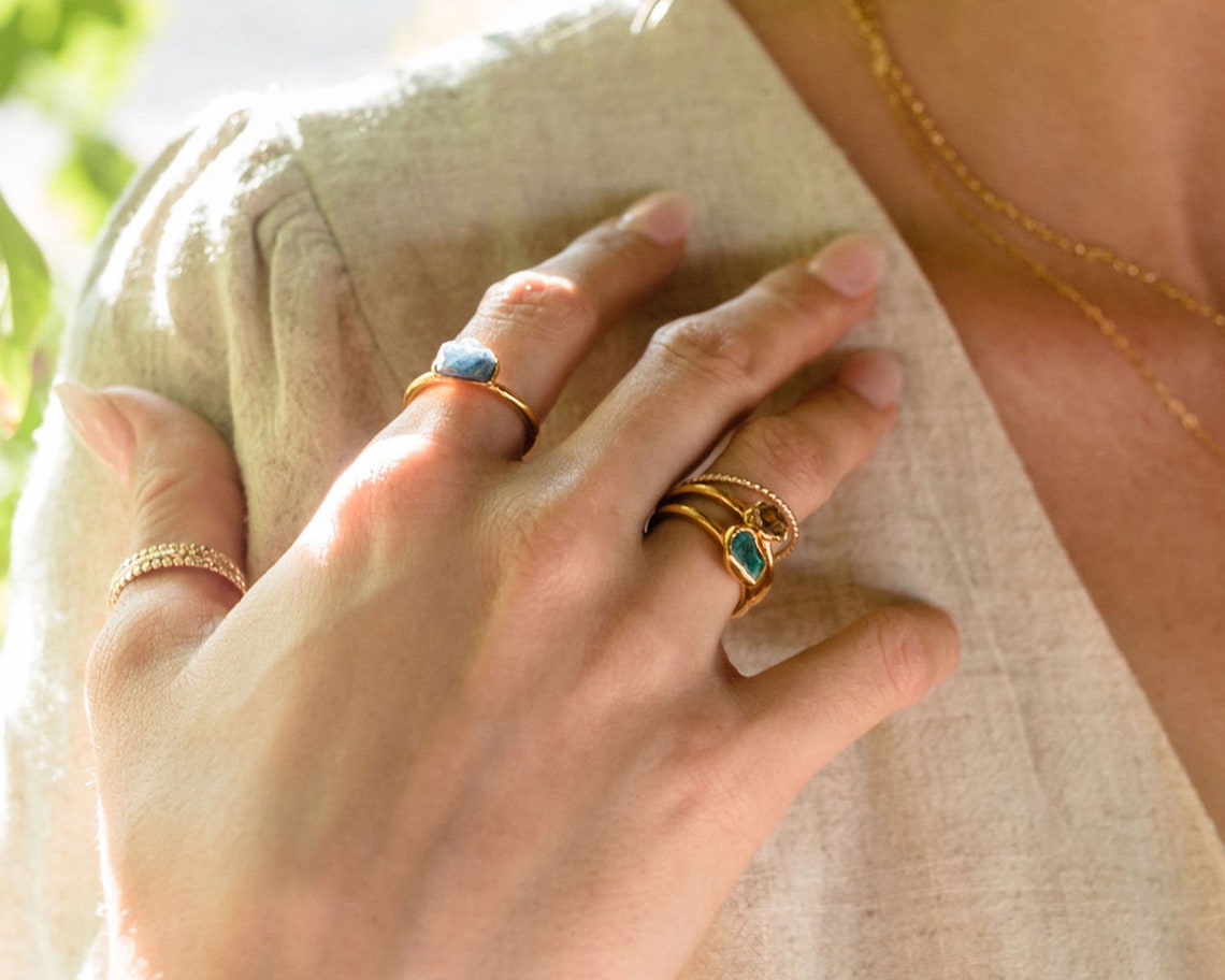 Emerald Ring / Raw Emerald / Stacking Ring / May Gift / Gift | Etsy