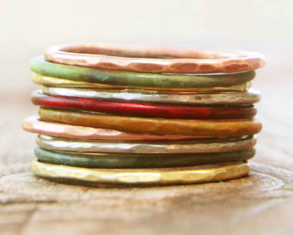 Stacking Rings / Thin Stacking Rings / Patina Stackable Rings | Etsy UK