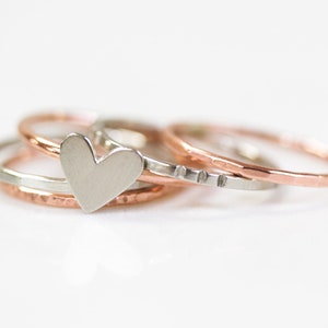 Heart Ring Set / Stacking Rings / Mothers Day Gift / Stackable Rings ...
