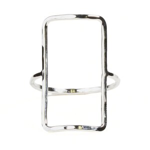 Large Open Rectangle Ring / Oversized Rectangle Ring / Gift for Her / Modern Jewelry / Elongated ...