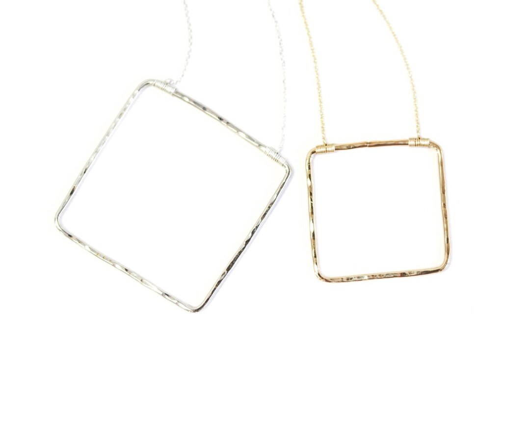 Square Necklace / Open Square Necklace / Gold Necklace / Gift for Her ...