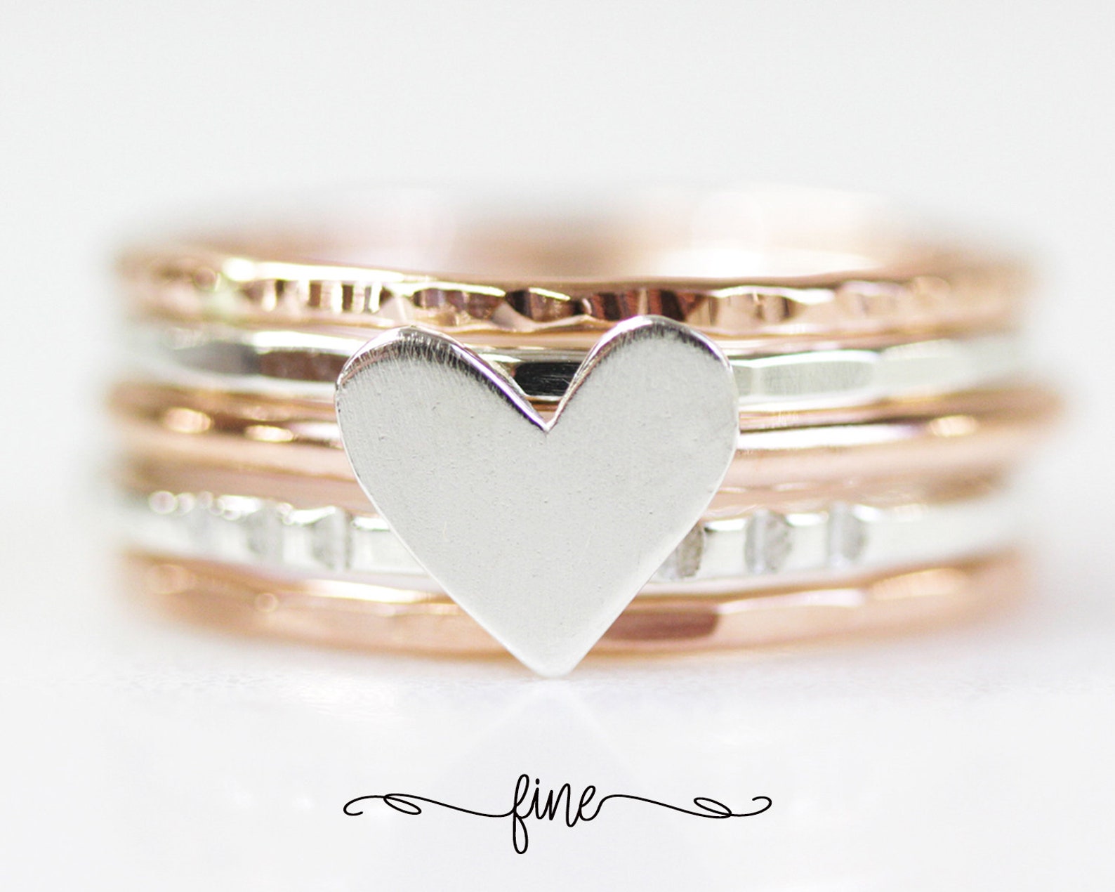 Heart Ring Set / Stacking Rings / Mothers Day Gift / Stackable - Etsy