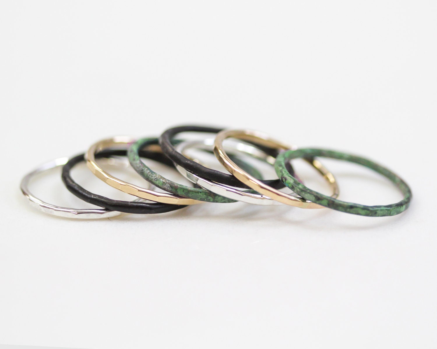 Patina Stacking Rings / Thin Rings / Stackable Rings / Stack / - Etsy.de