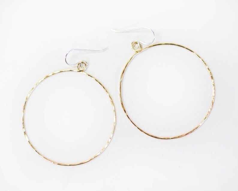 Simple Earrings / Hammered Fine Metal CIRCLE Earrings / Hoop | Etsy