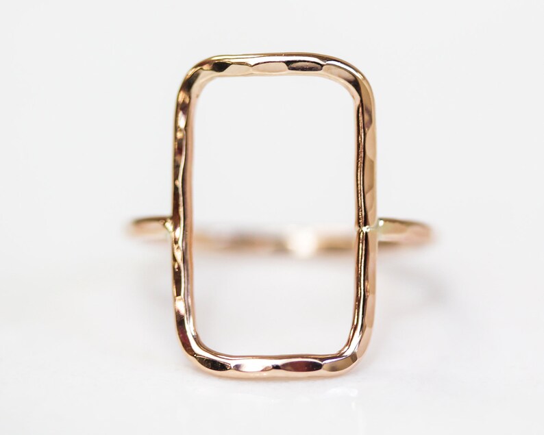 Rectangle Ring / Open Rectangle Ring / Gift for Her / Open - Etsy